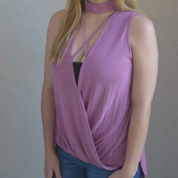Tops | Choker Neck Cross Front Top | Poshmark